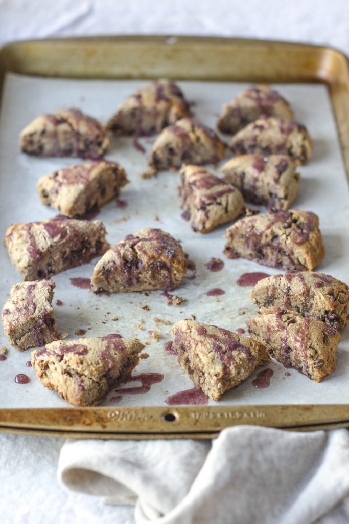 Paleo Chocolate Chip Scones with a Kombucha Ube Glaze - Rezel Kealoha