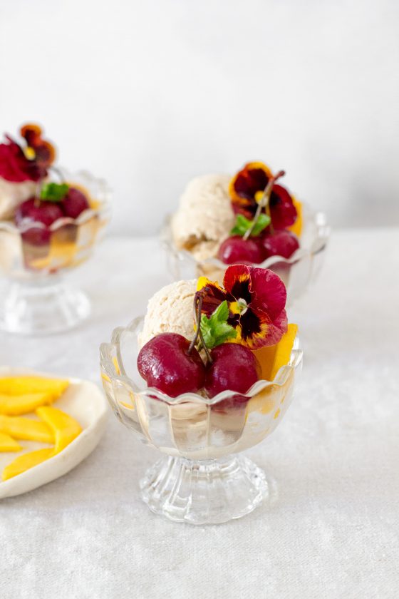 Super Simple Almond Gelato with Fruit Salad - Rezel Kealoha