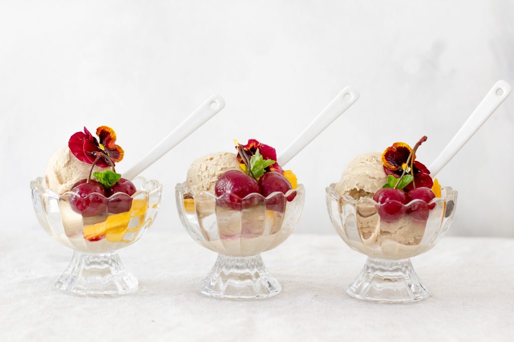 Super Simple Almond Gelato with Fruit Salad - Rezel Kealoha