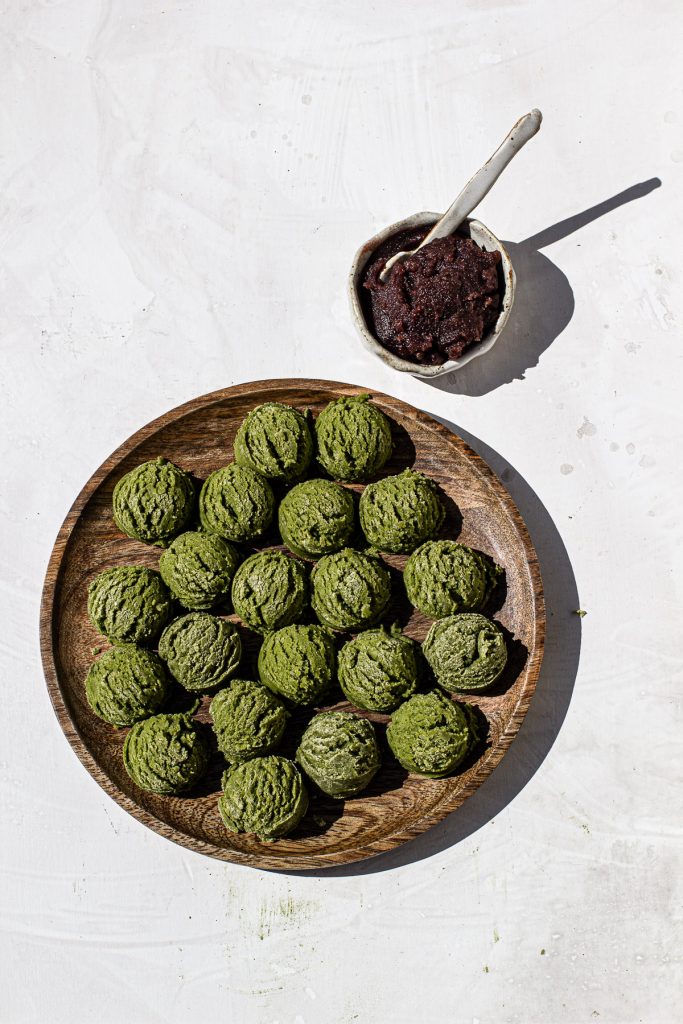Matcha Goma Dango with Red Bean Paste Recipe - Rezel Kealoha
