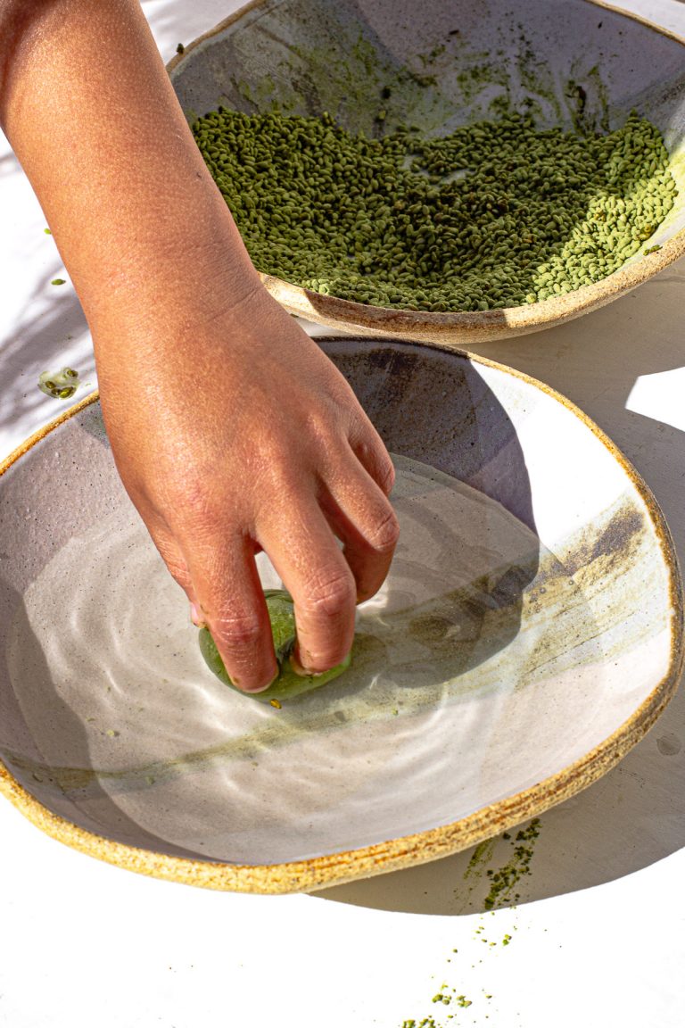 Matcha Goma Dango with Red Bean Paste Recipe - Rezel Kealoha