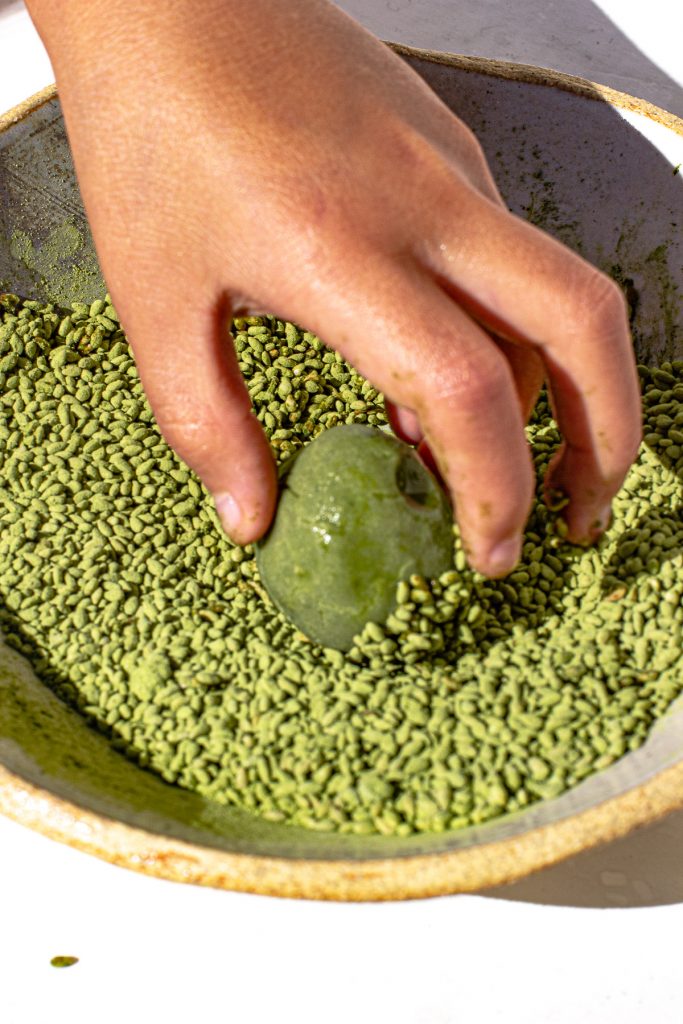 Matcha Goma Dango with Red Bean Paste Recipe - Rezel Kealoha