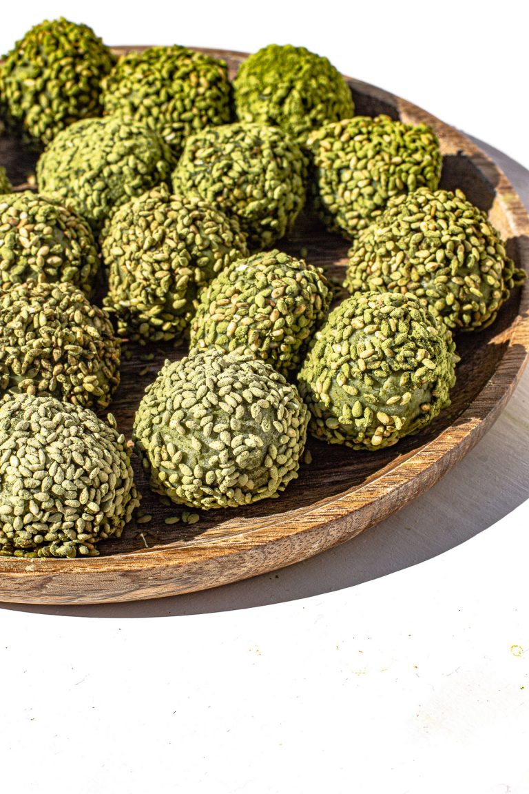 Matcha Goma Dango with Red Bean Paste Recipe - Rezel Kealoha