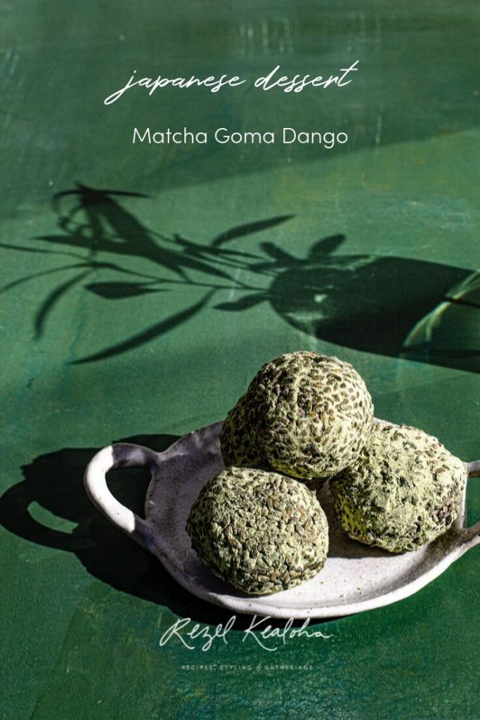 Matcha Goma Dango with Red Bean Paste Recipe - Rezel Kealoha
