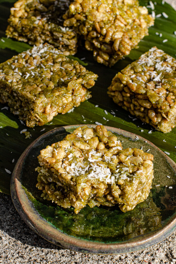 Buko Pandan Rice Krispy Treats - Rezel Kealoha