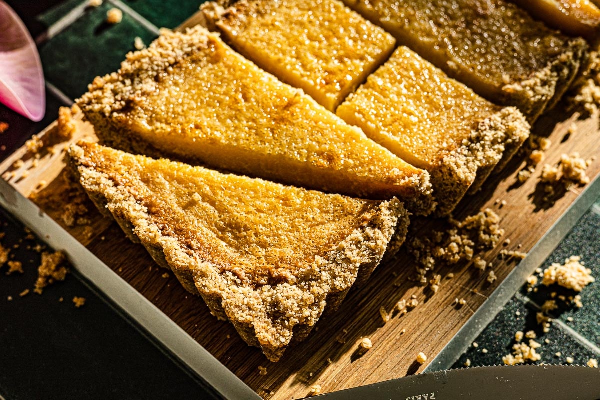 Yema Tart with Pinipig and Skyflakes Crust - Rezel Kealoha