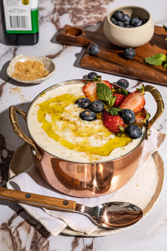 White Champorado with Extra Virgin Olive Oil Drizzle - Rezel Kealoha