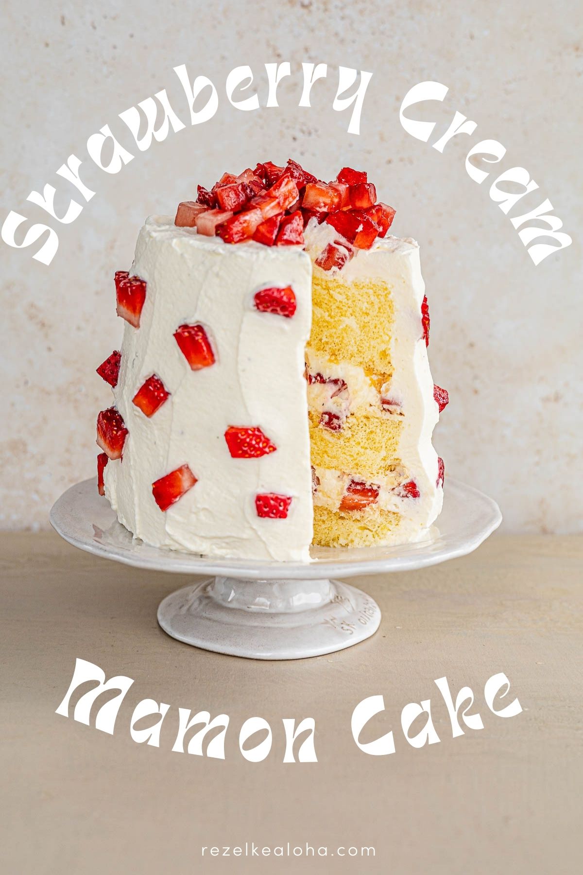 Strawberry Cream Mamon Cake - Rezel Kealoha